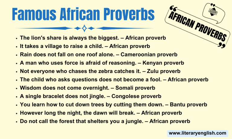 Famous African Proverbs in English Language – Literary English